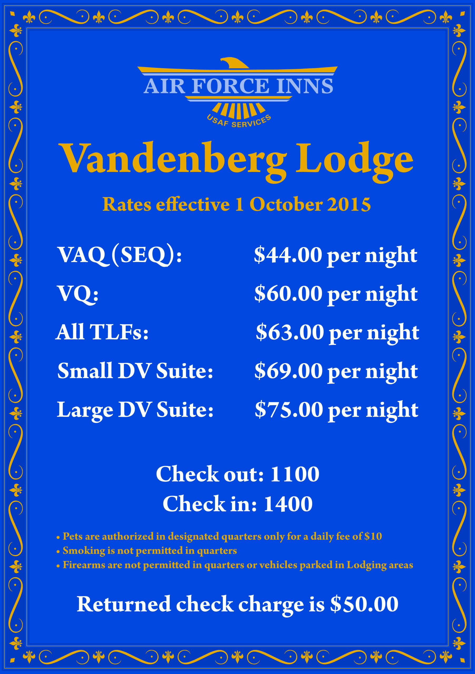 Lodging Rates Poster - JESSICA MARIE